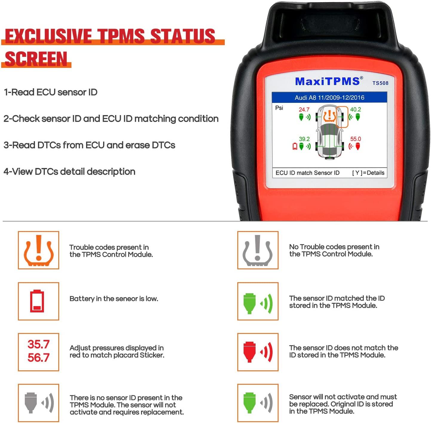 Autel - MaxiTPMS TS508 Outil de Diagnostic et de Service TPMS | Paris Dakar Shopping